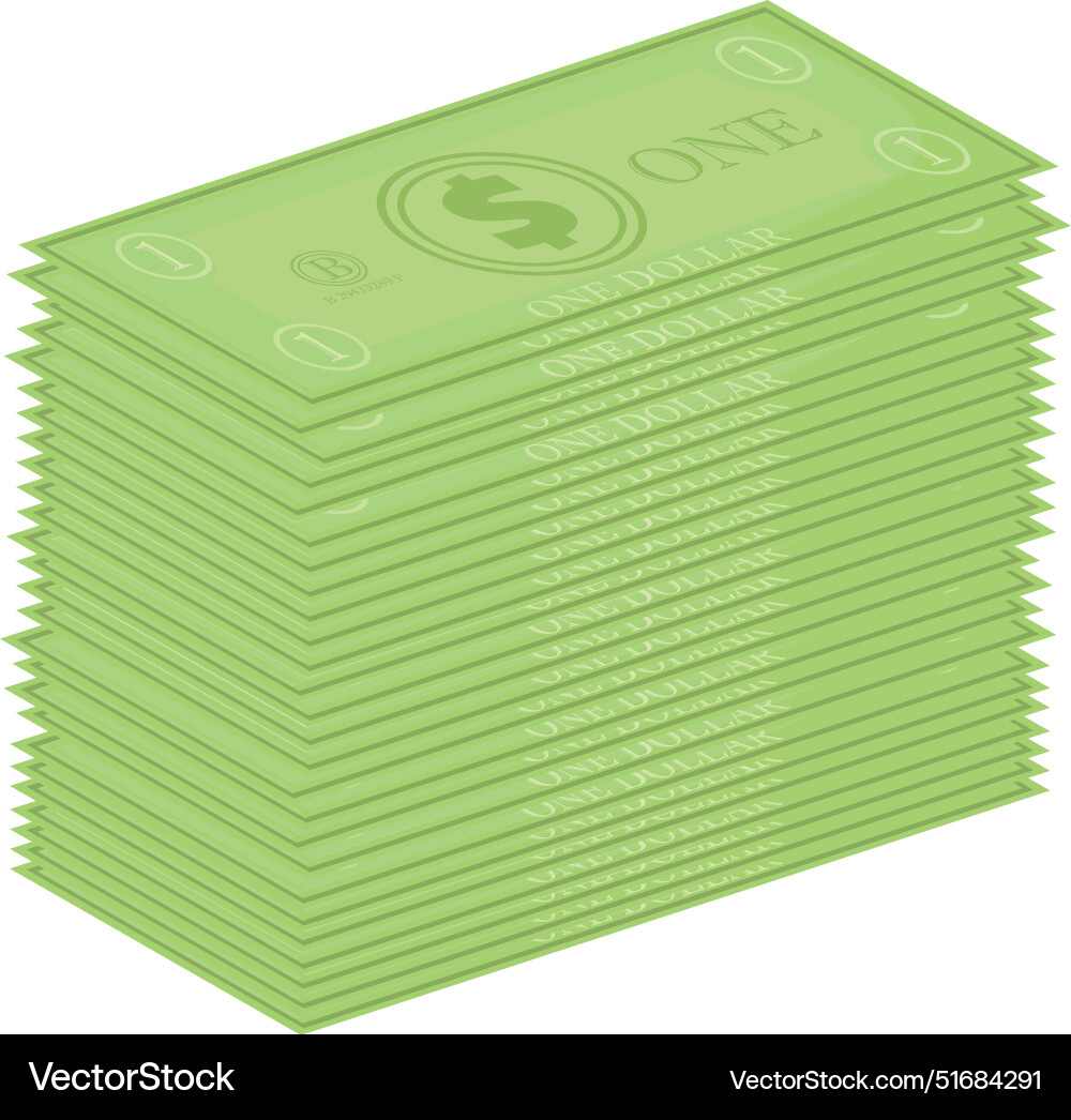 Stack of one dollar bills Royalty Free Vector Image