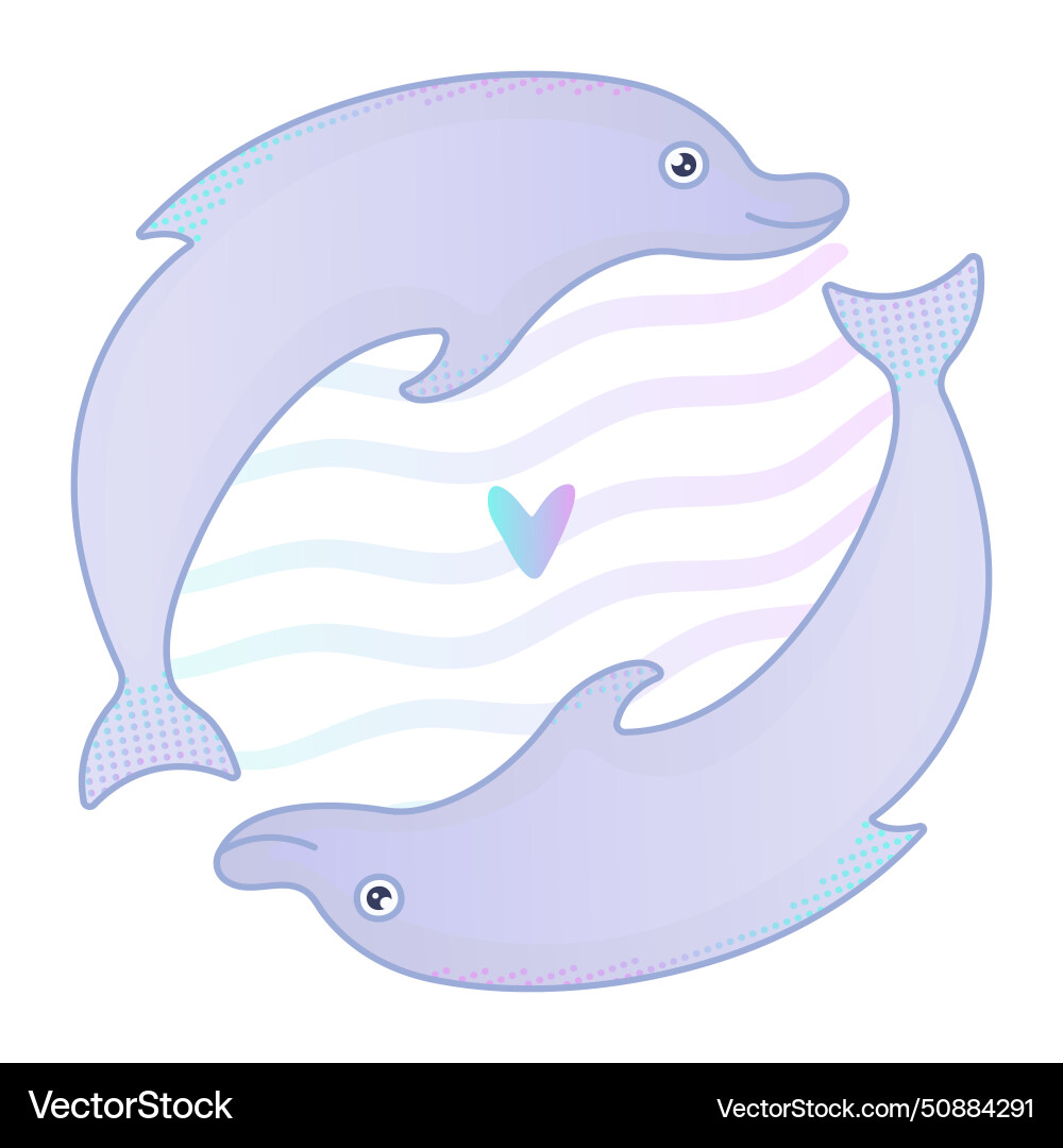 Two cute gradient dolphins Royalty Free Vector Image