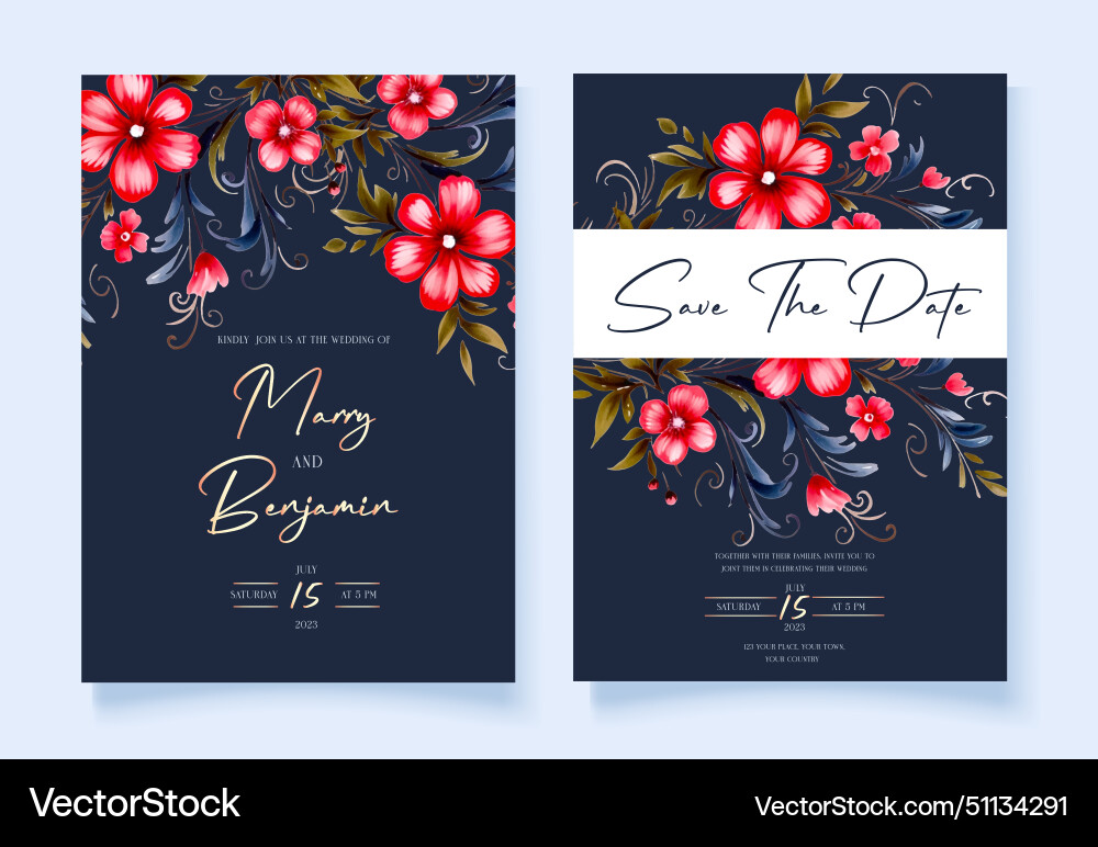 Wedding floral invite invitation save the date Vector Image