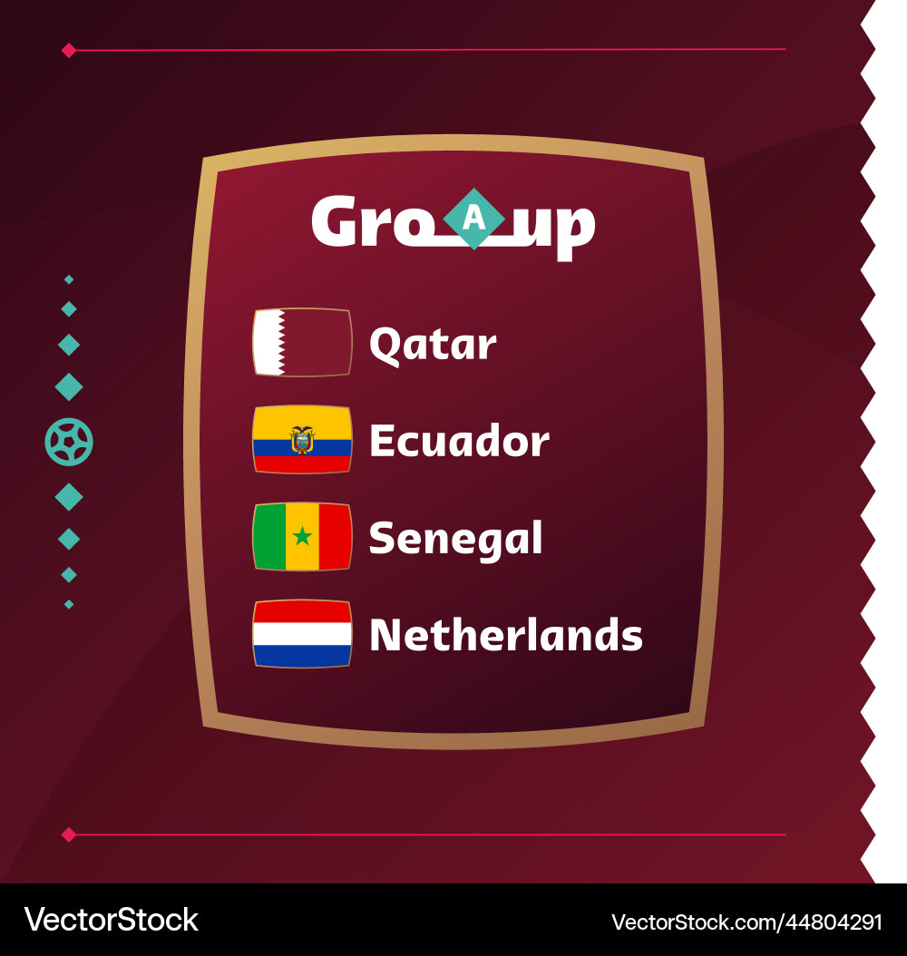 World football 2022 group a flags Royalty Free Vector Image