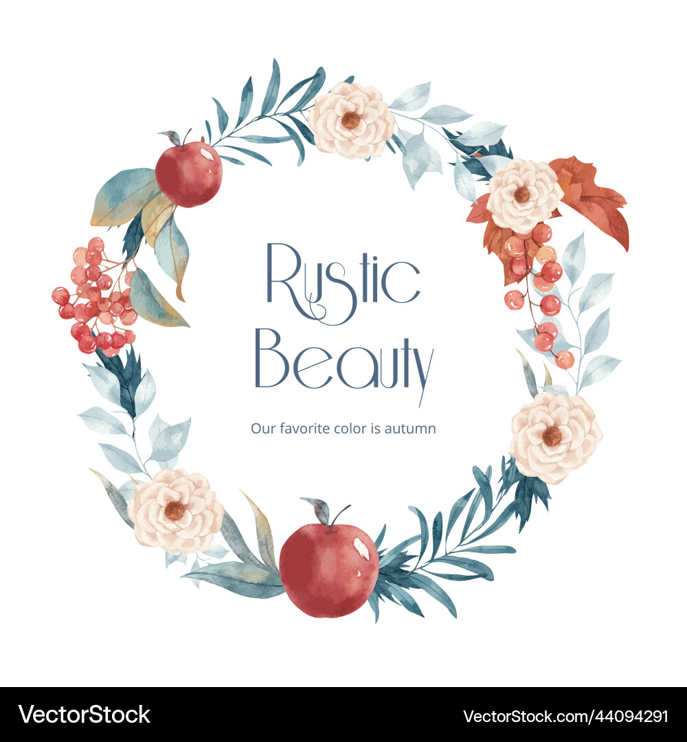 Wreath template with rustic fall foliage Vector Image