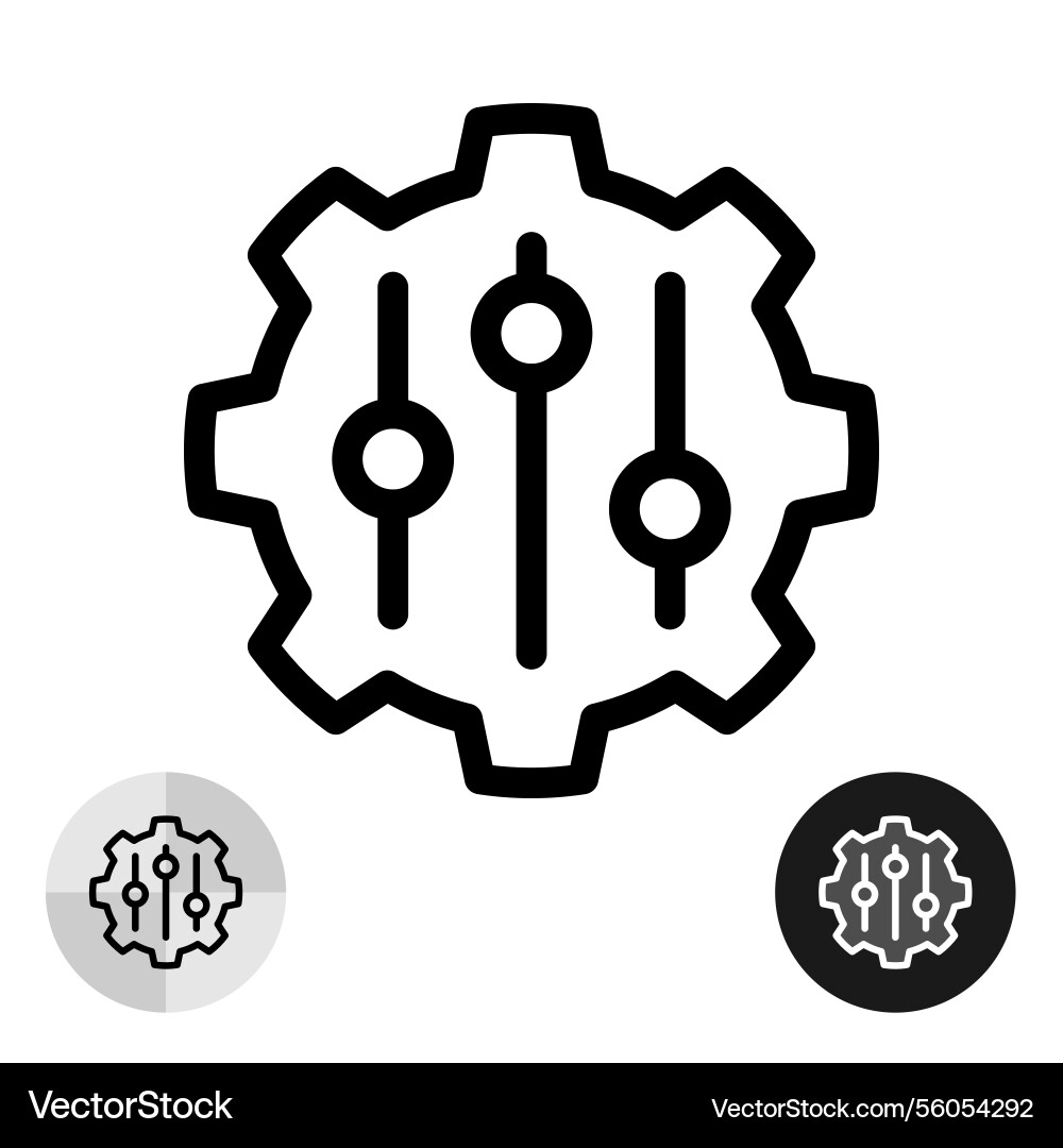 Adaptation black line icon with gear silhouette Vector Image