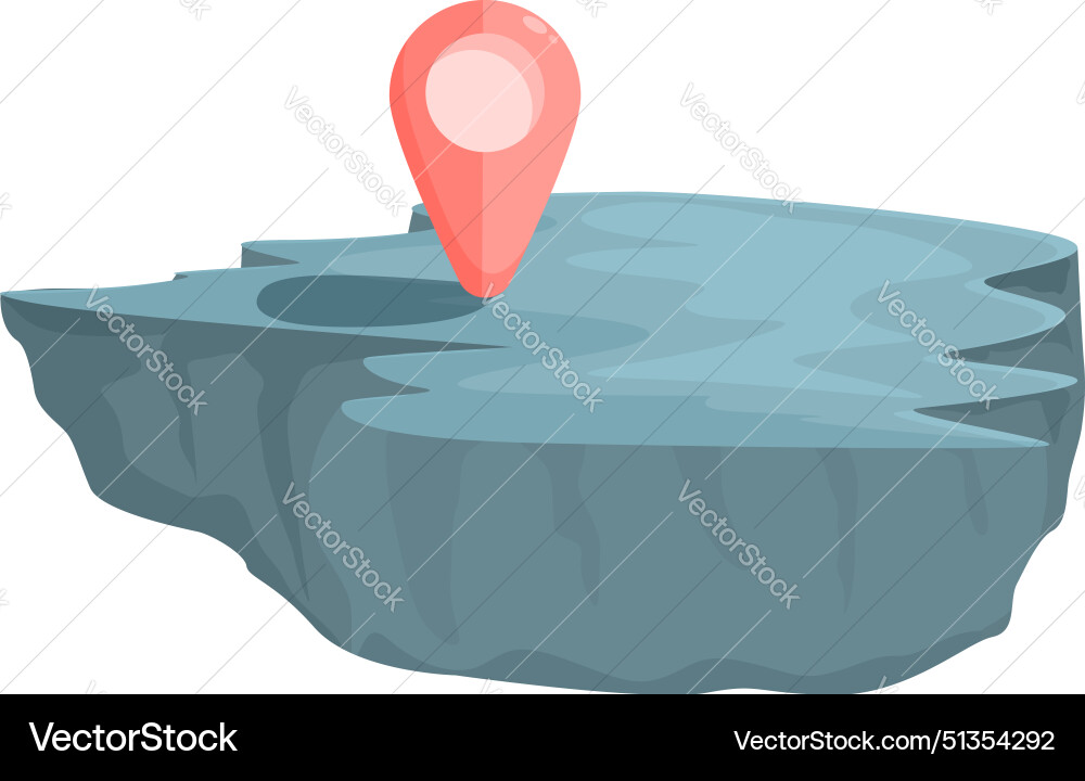 Cartoon location marker on floating island Vector Image