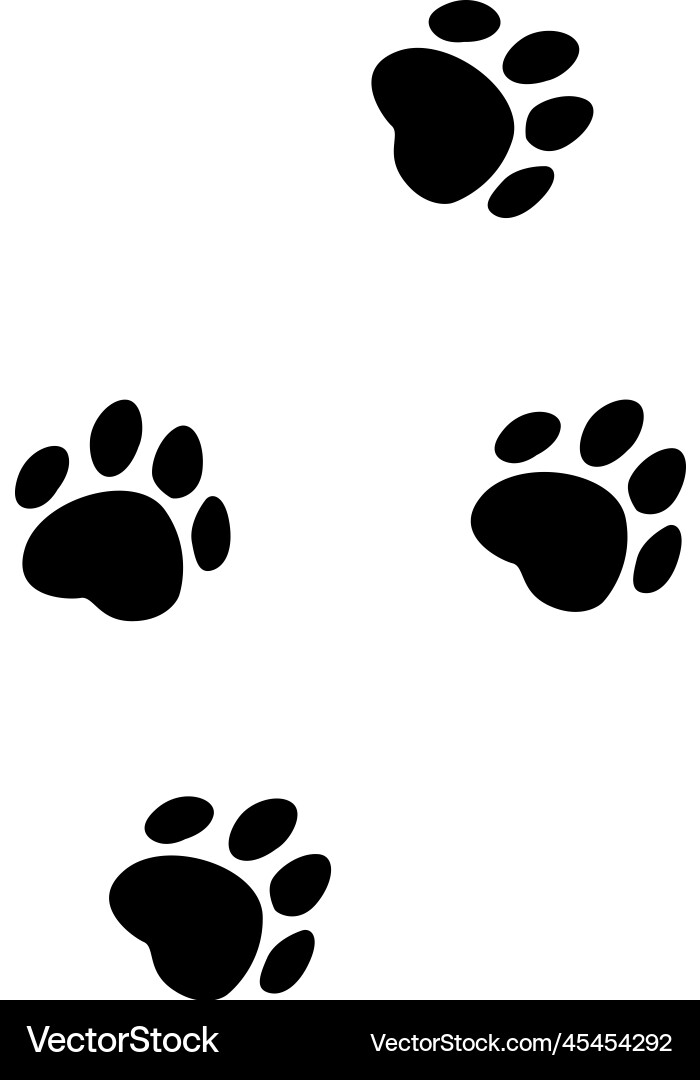 Dog paw marks black pet steps symbol Royalty Free Vector