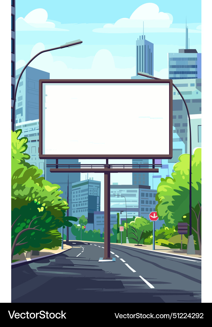 Empty billboard standing tall urban roadside Vector Image