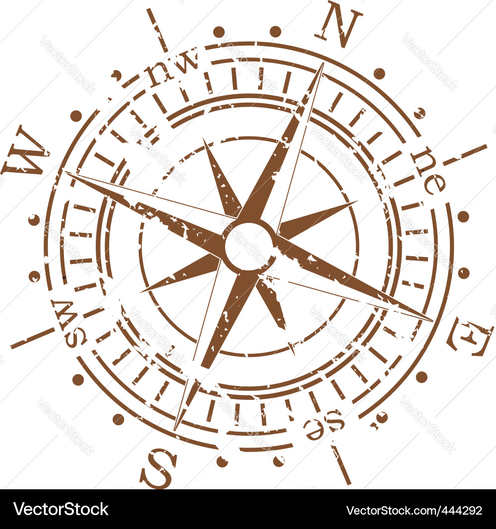 Grunge compass Royalty Free Vector Image - VectorStock