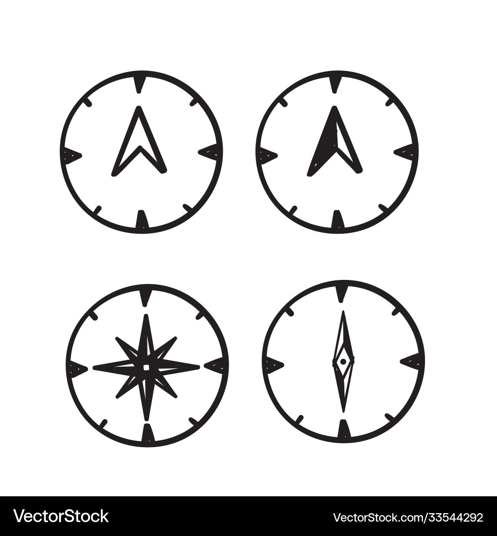 Hand-Drawn Compass Doodle Icon Royalty Free Vector Image