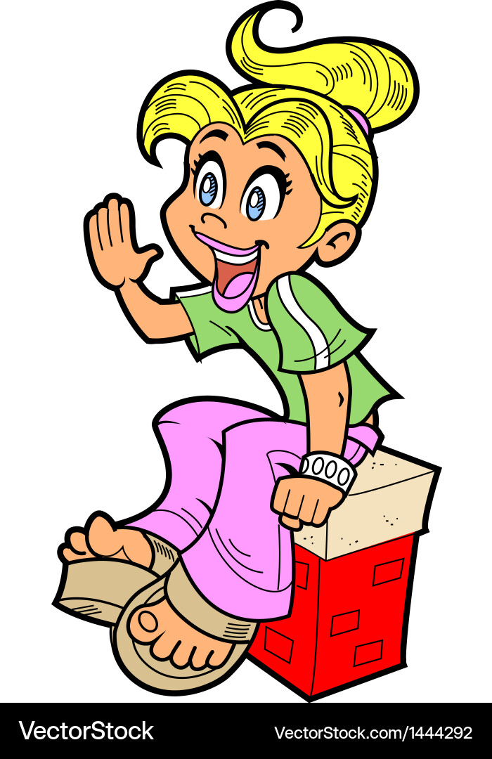 Happy girl shouting Royalty Free Vector Image - VectorStock