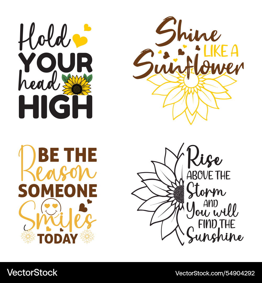 Inspirational sunflower quote design bundle Vector Image