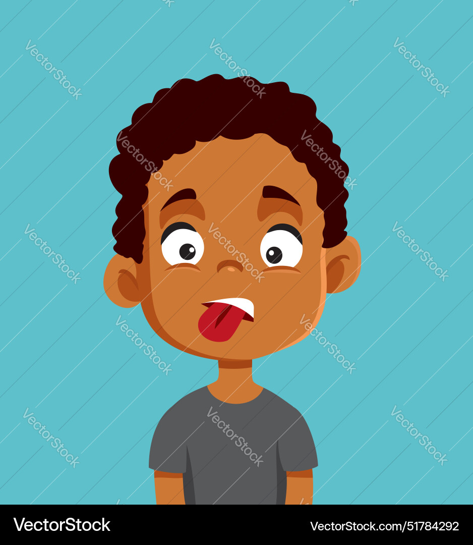 Little boy feeling disgusted cartoon character Vector Image