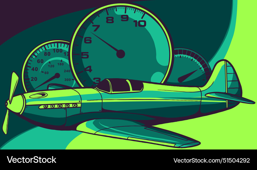 Retro flying fighter plane Royalty Free Vector Image