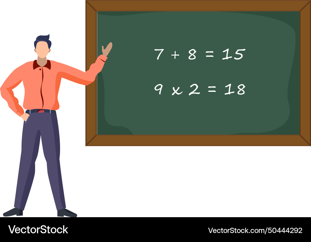 School teacher teaching on board isolated Vector Image