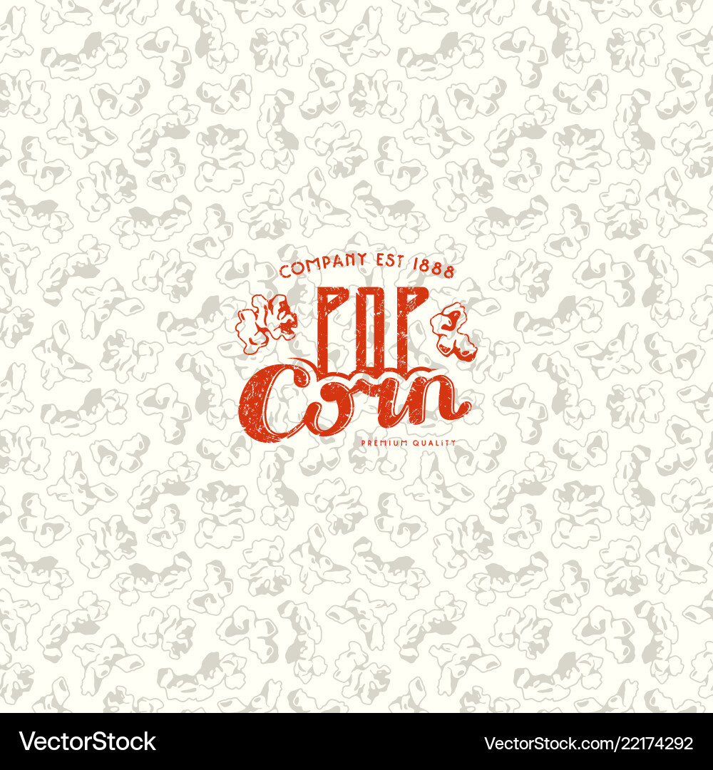 Seamless pattern and emblem for popcorn Royalty Free Vector