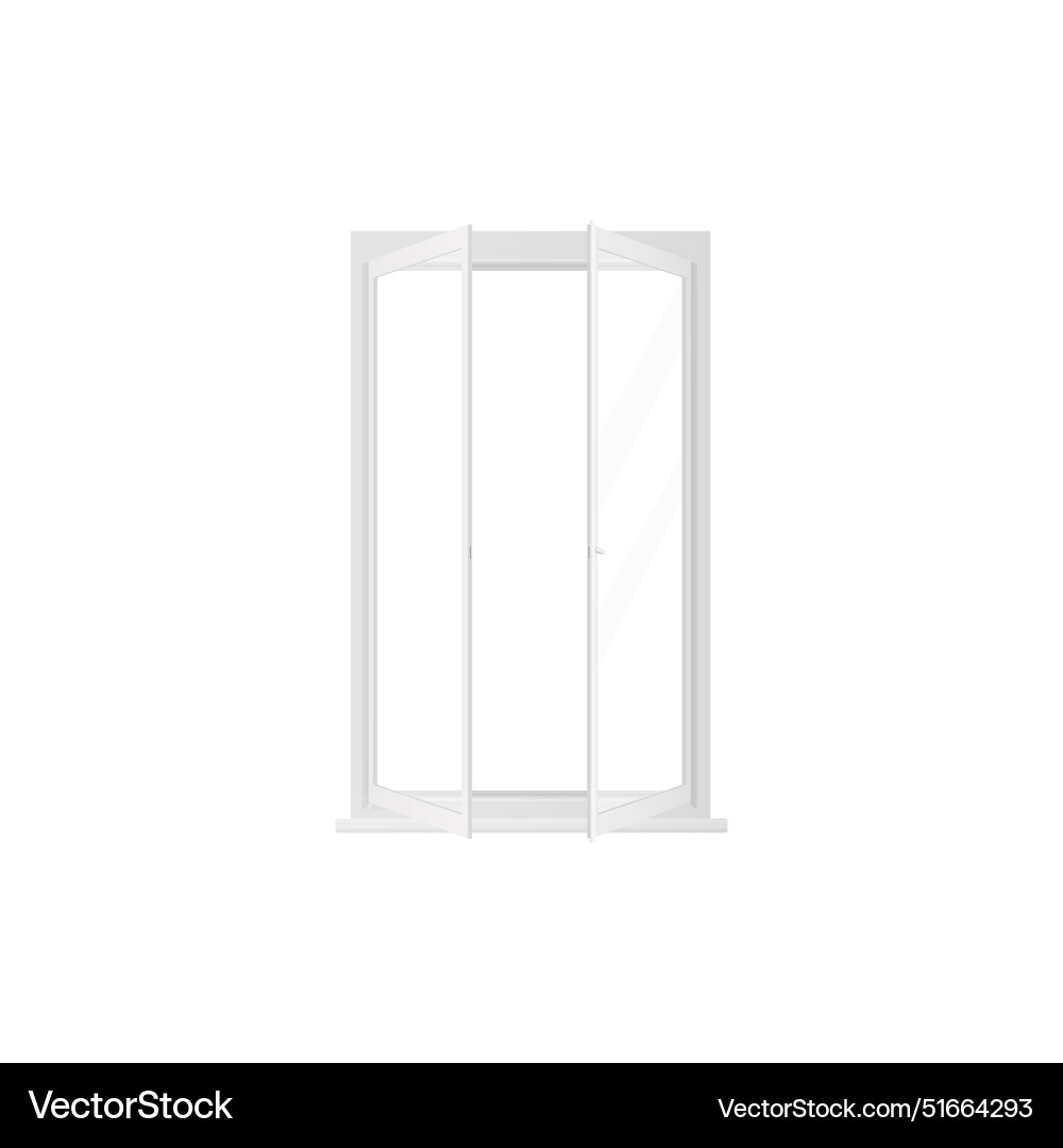 3d window with white rectangular frame glass and Vector Image