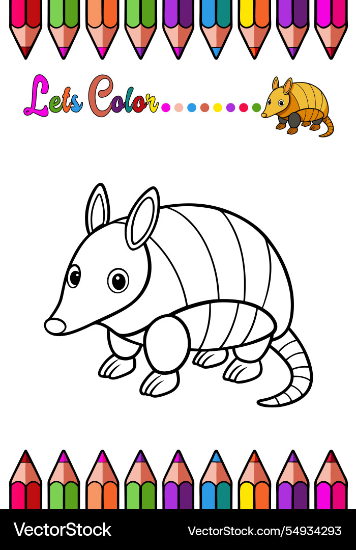 Adorable armadillo coloring page for kids – Royalty-Free Vector ...