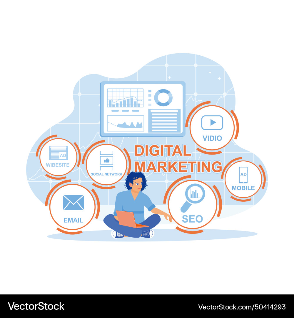 Business people use a laptop to create digital Vector Image