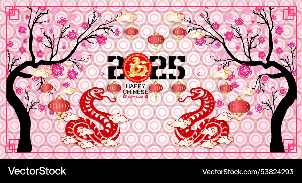 Happy chinese new year 2025 zodiac sign year of Vector Image