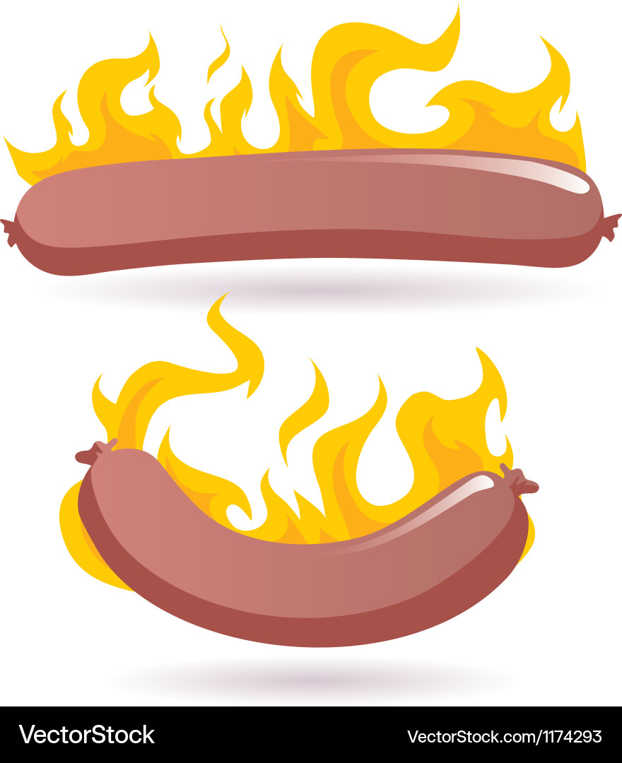 Hot dog in fire Royalty Free Vector Image - VectorStock