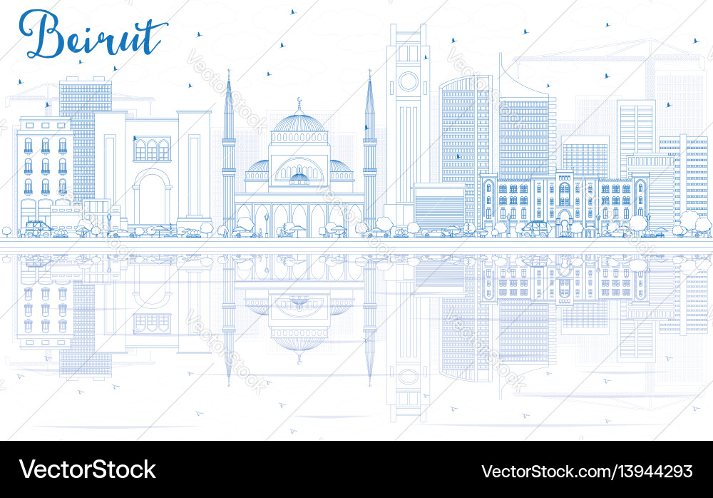 Outline beirut skyline with blue buildings Vector Image