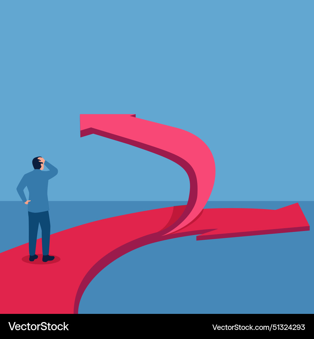 People see the arrow split into two opposing Vector Image