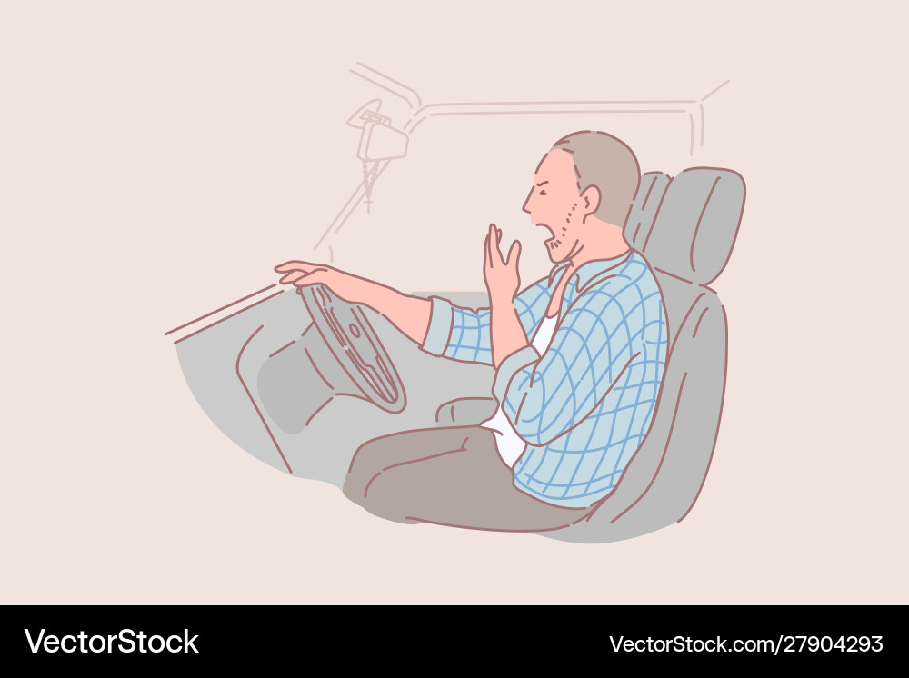 Sleepy drunk tired truck driver concept Royalty Free Vector