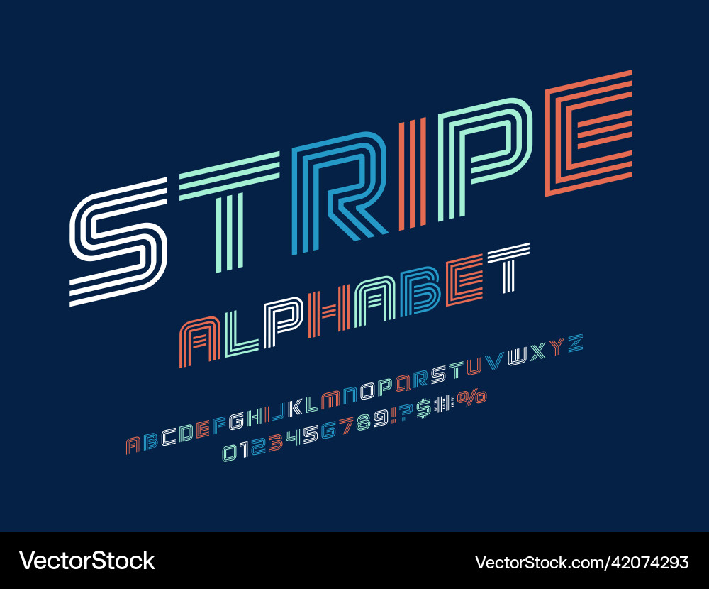 Stripes font Royalty Free Vector Image - VectorStock