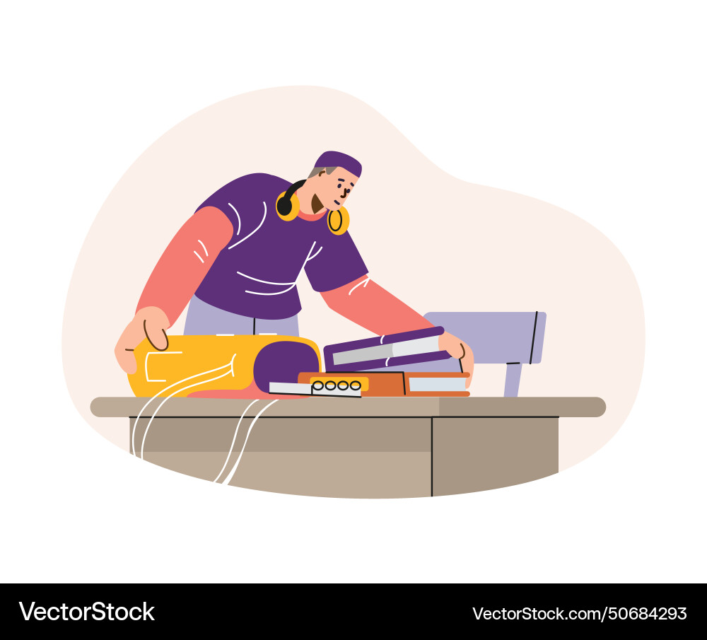 Student organizing study materials Royalty Free Vector Image