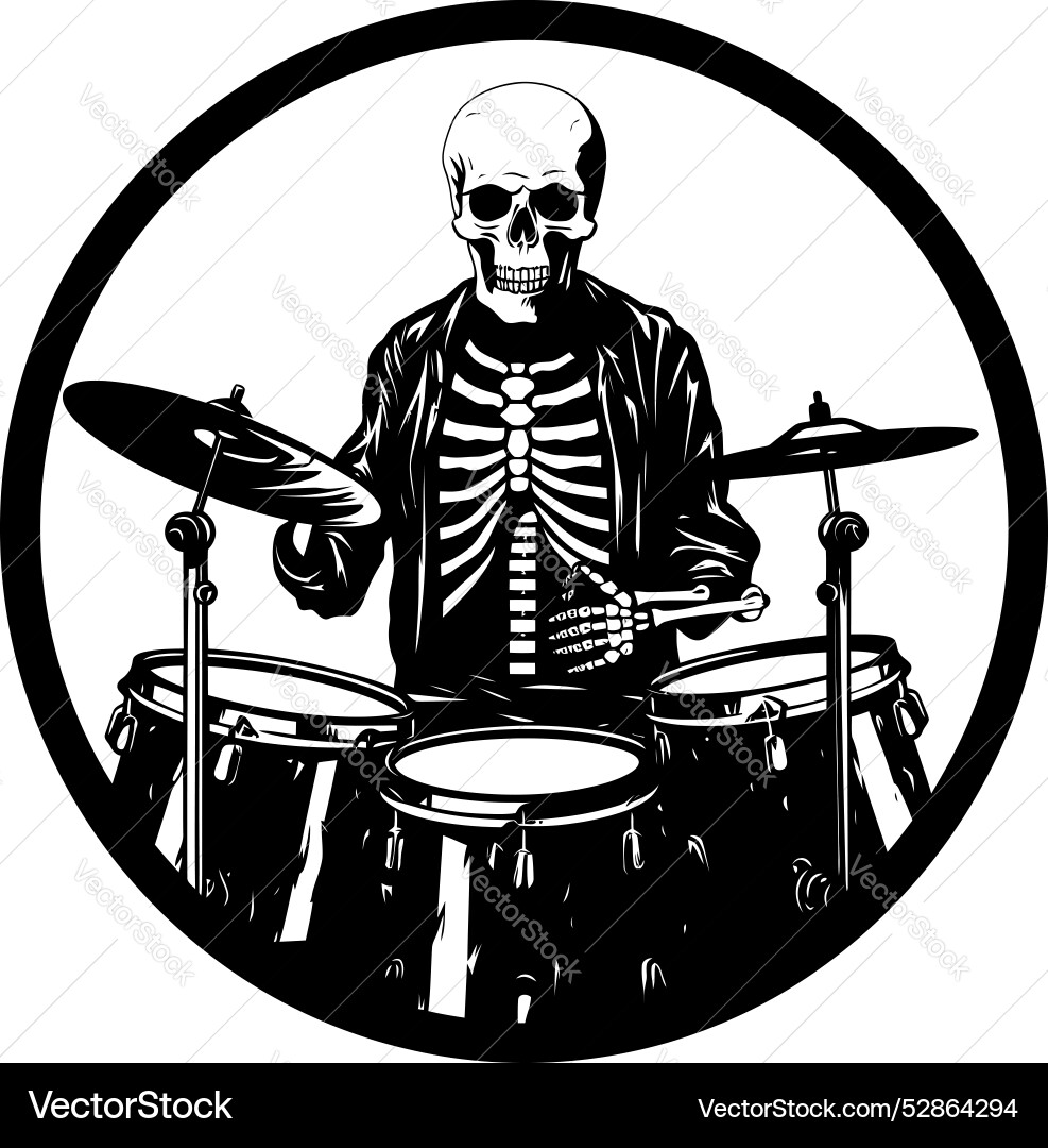 Cadaverous cadence rock drummer logo ghostly Vector Image