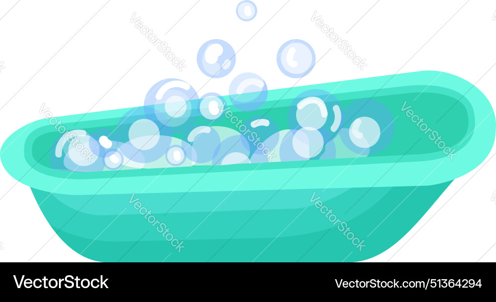 Cartoon bathtub with bubbles Royalty Free Vector Image
