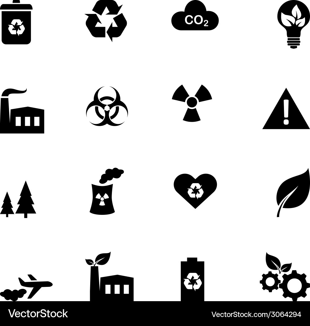 Ecology and Environment Flat Icons Royalty Free Vector Image