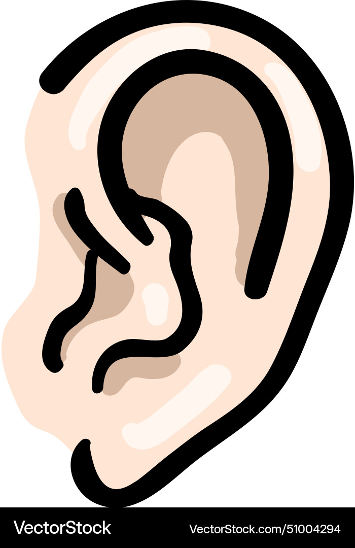 Human ear - hand drawn doodle icon Royalty Free Vector Image