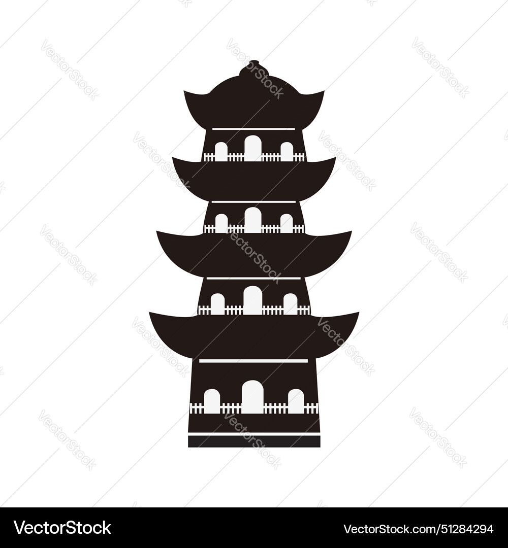 Japanese pagoda silhouette Royalty Free Vector Image