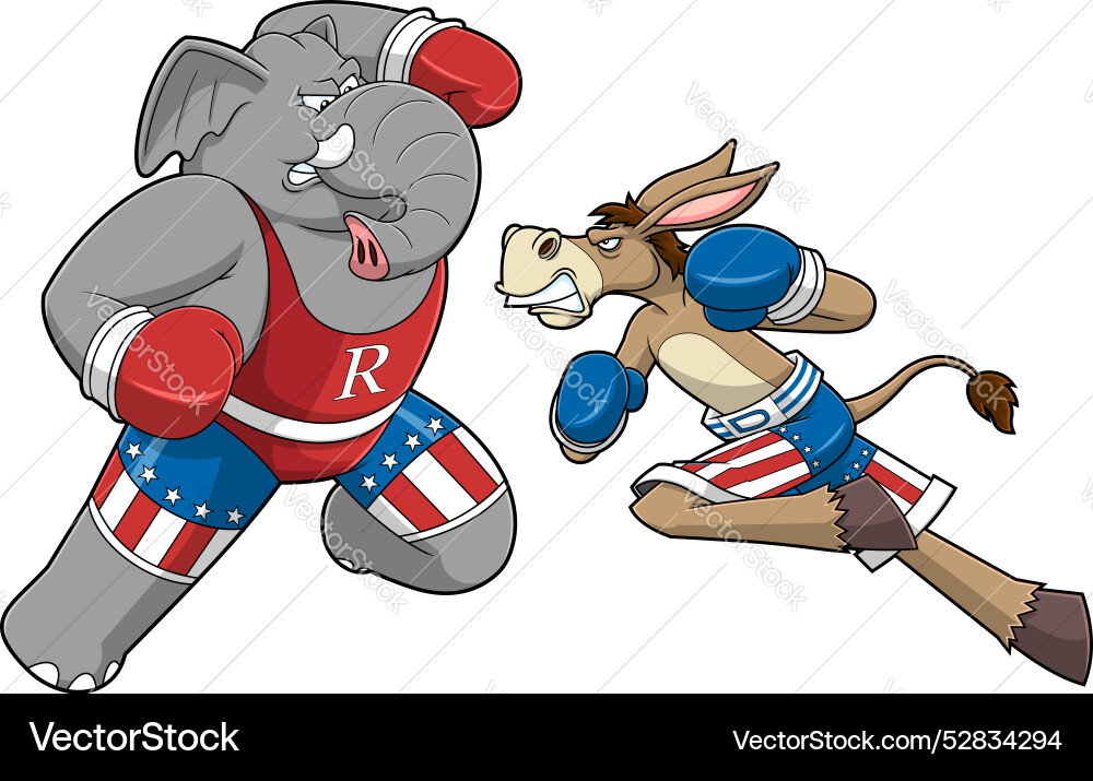 Republican elephant and democrat donkey Royalty Free Vector