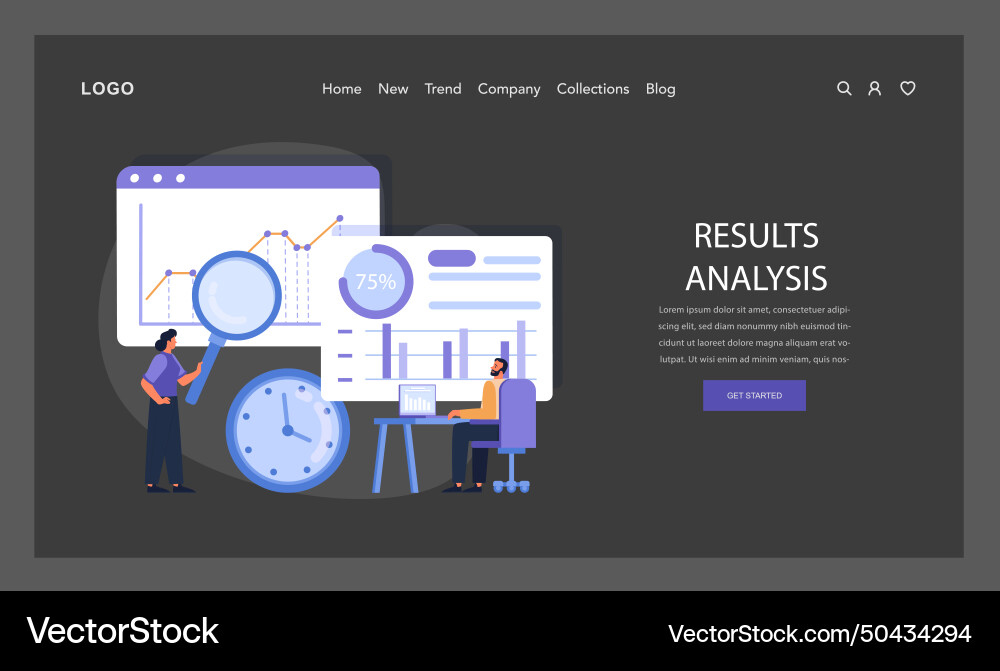 Results analysis depiction experts scrutinize Vector Image