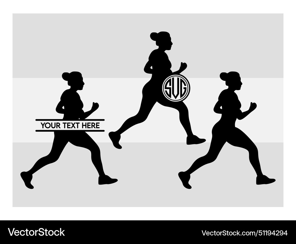 Running svg silhouette run runner monogram Vector Image