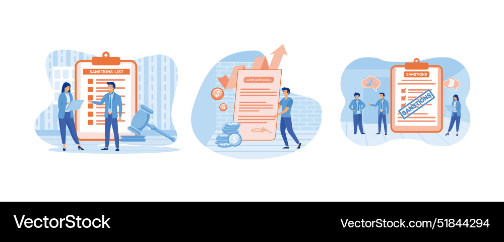 Sanctions concept man holding loan sanction Vector Image