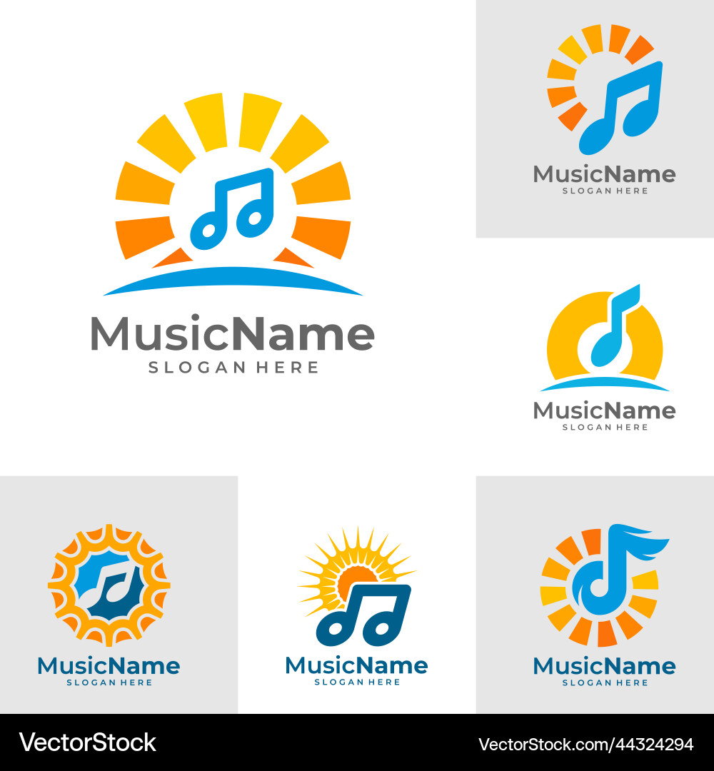 Set of music sun logo icon Royalty Free Vector Image