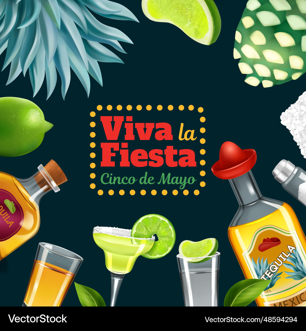 Viva fiesta realistic frame Royalty Free Vector Image