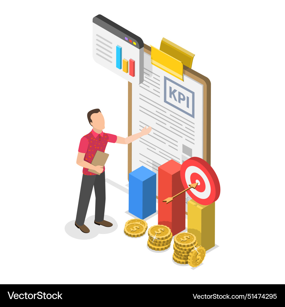 3d isometric flat of budget Royalty Free Vector Image