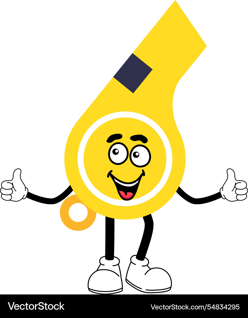 Blue ball - referee whistle sport block and flat Vector Image