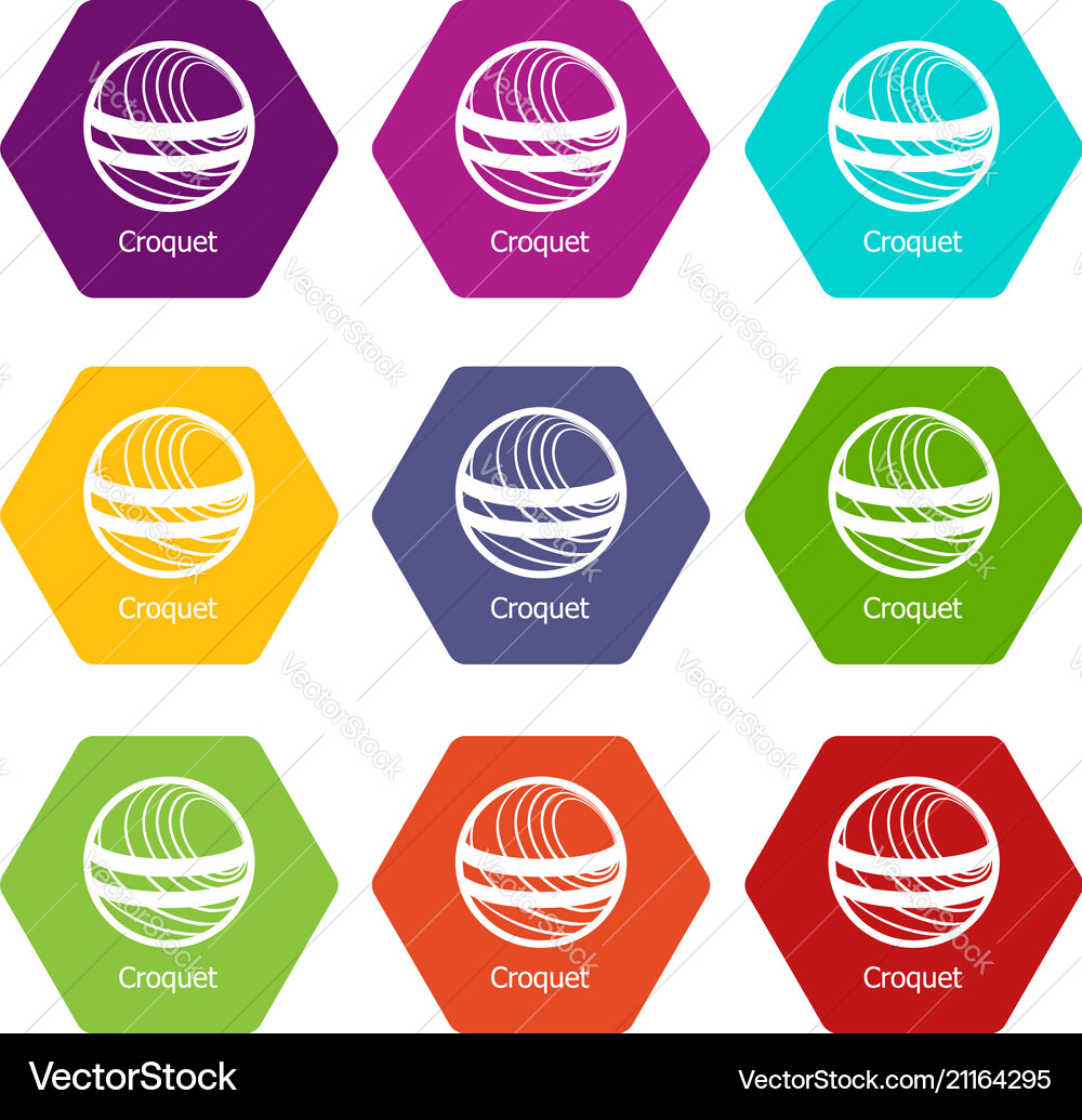 Colorful Croquet Icon Set Royalty Free Vector Image