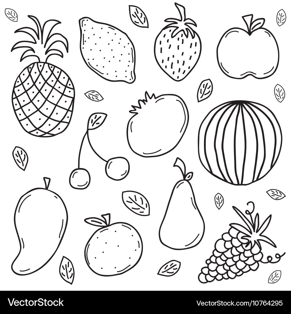 Doodle fruits set Royalty Free Vector Image - VectorStock