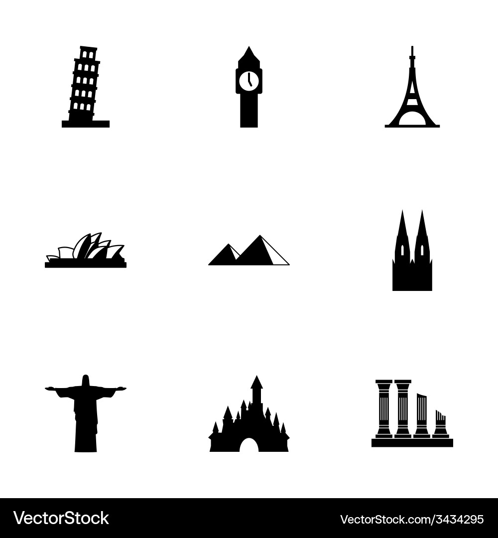 Landmarks icon set Royalty Free Vector Image - VectorStock