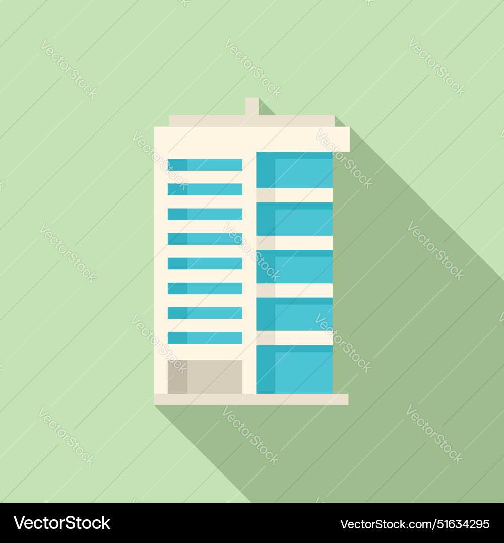 Modern city building with long shadow flat design Vector Image