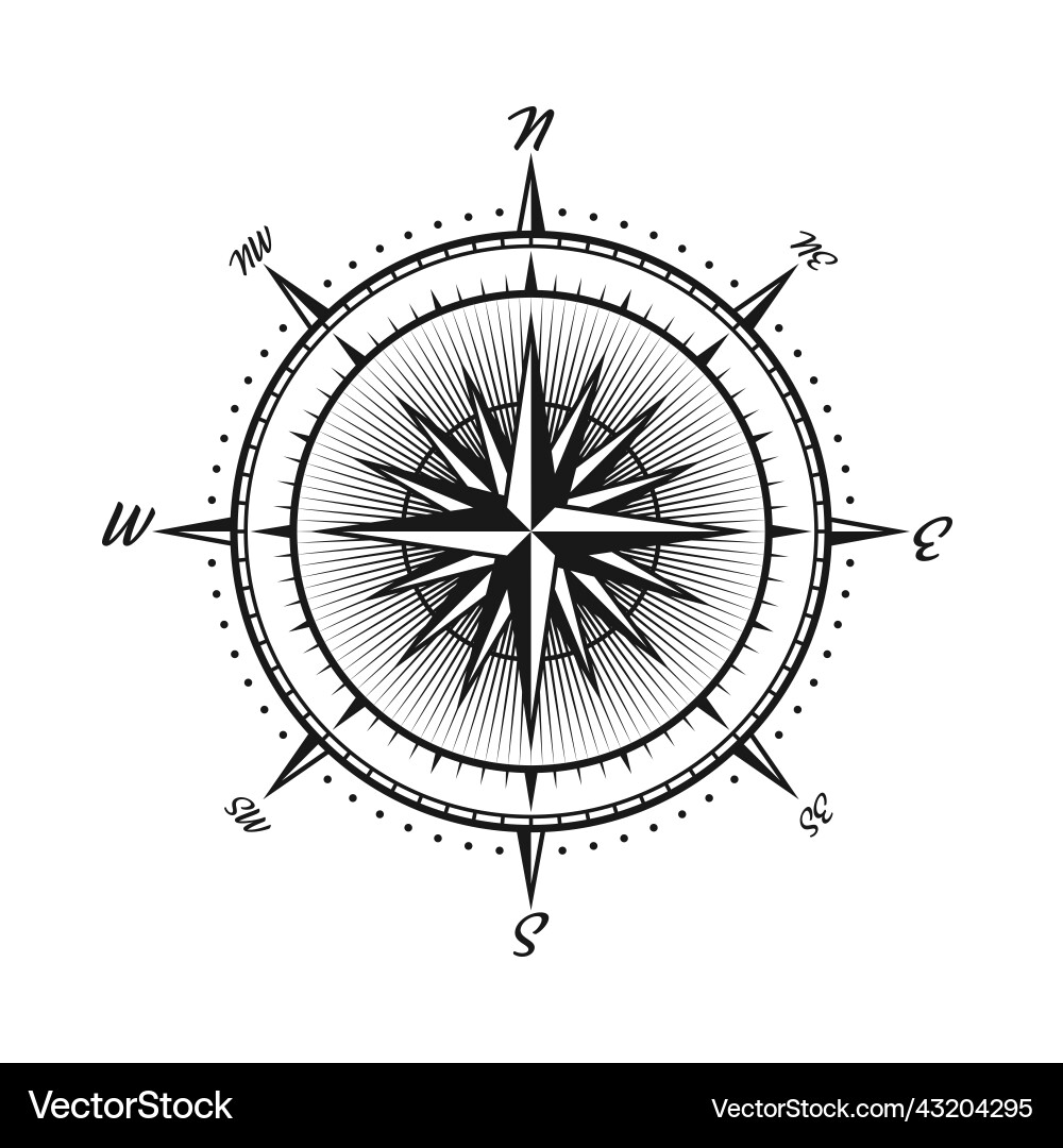 Vintage marine wind rose nautical chart Royalty Free Vector