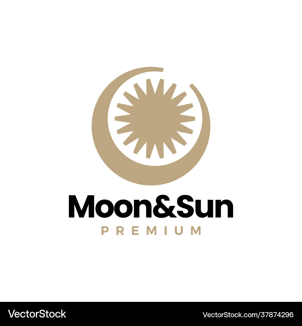 Crescent moon and sun logo icon Royalty Free Vector Image
