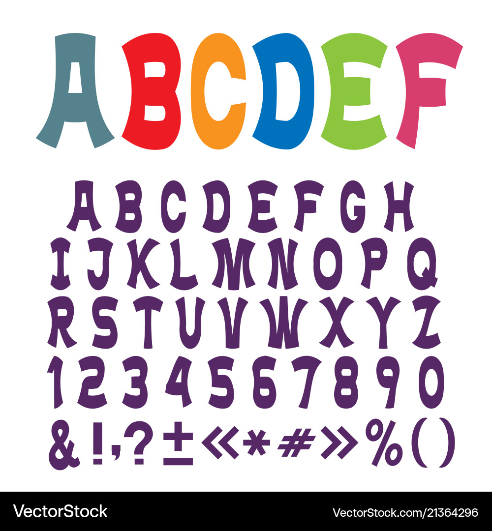 Cute funny alphabet lettersnumbers Royalty Free Vector Image