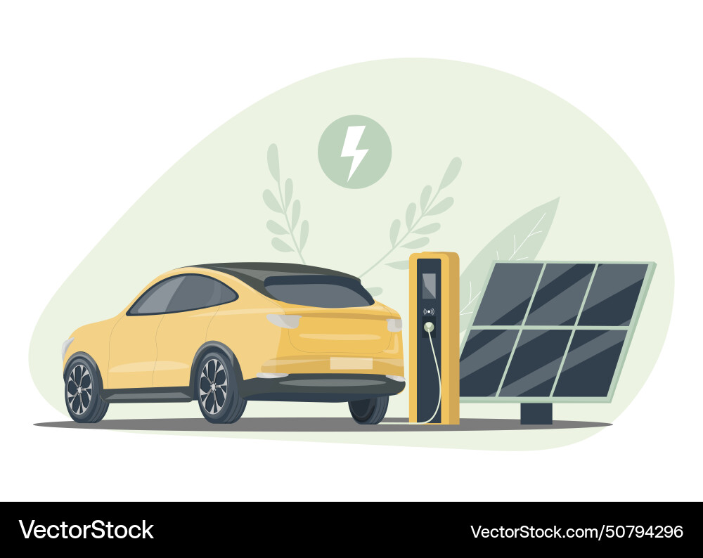 Electric car is charging Royalty Free Vector Image