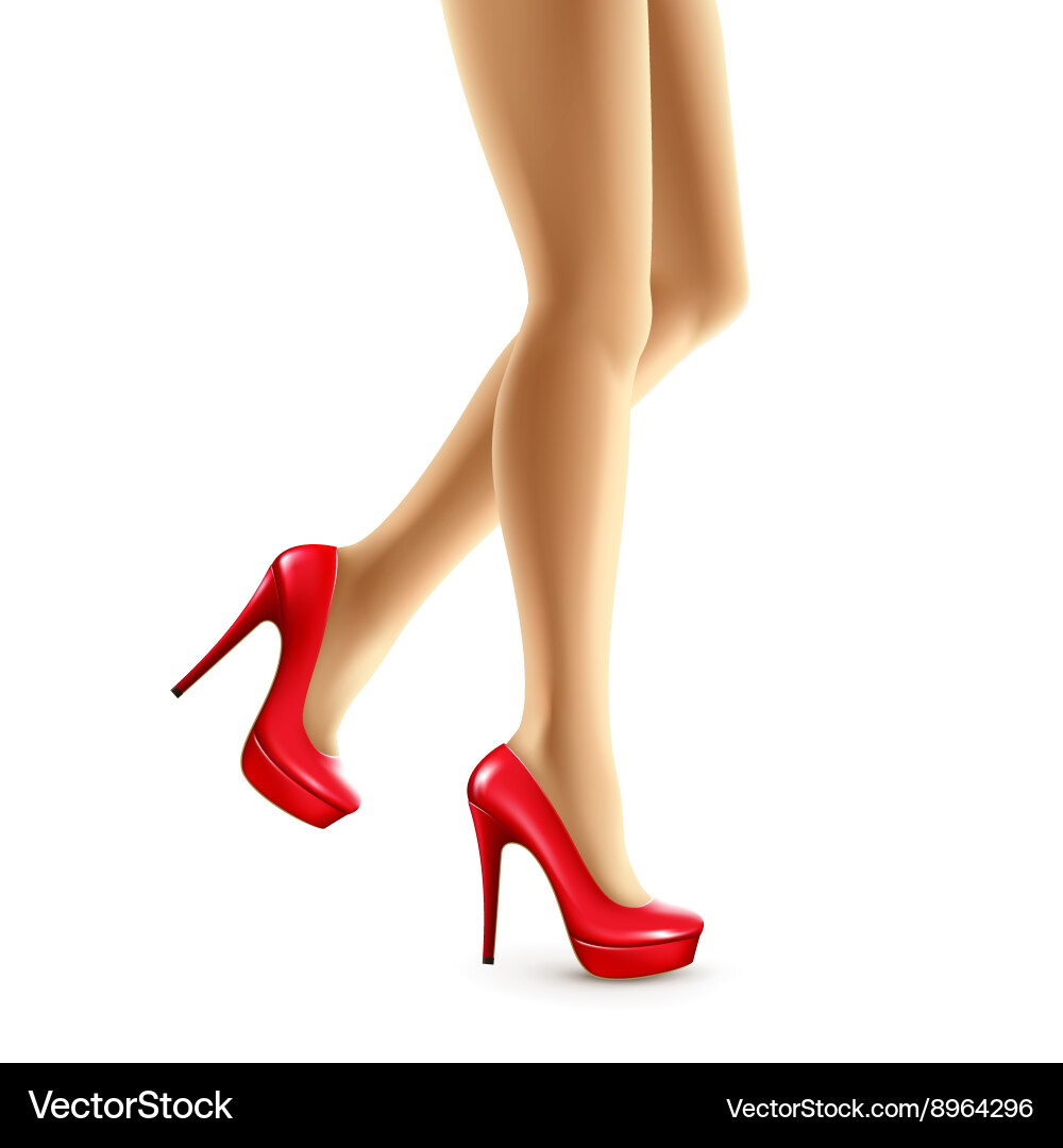 Female legs in red shoes Royalty Free Vector Image