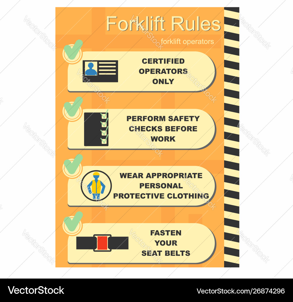 Forklift safety rules Royalty Free Vector Image